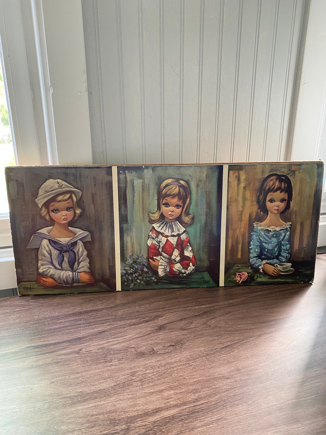 Vintage MCM Poster Prints of Three Big Eyed Ladies by Eden on Fiberboad ...