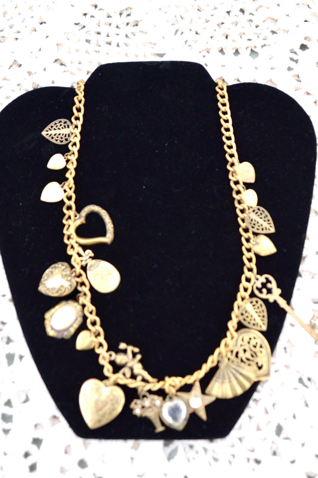 Vintage Brass Charm Necklace With 21 Brass Charms 21” Chunky Chain - Etsy