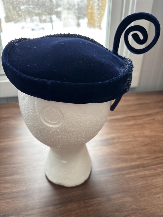 Vintage 1920’s-1940’s Blue Velvet Hat - Gem