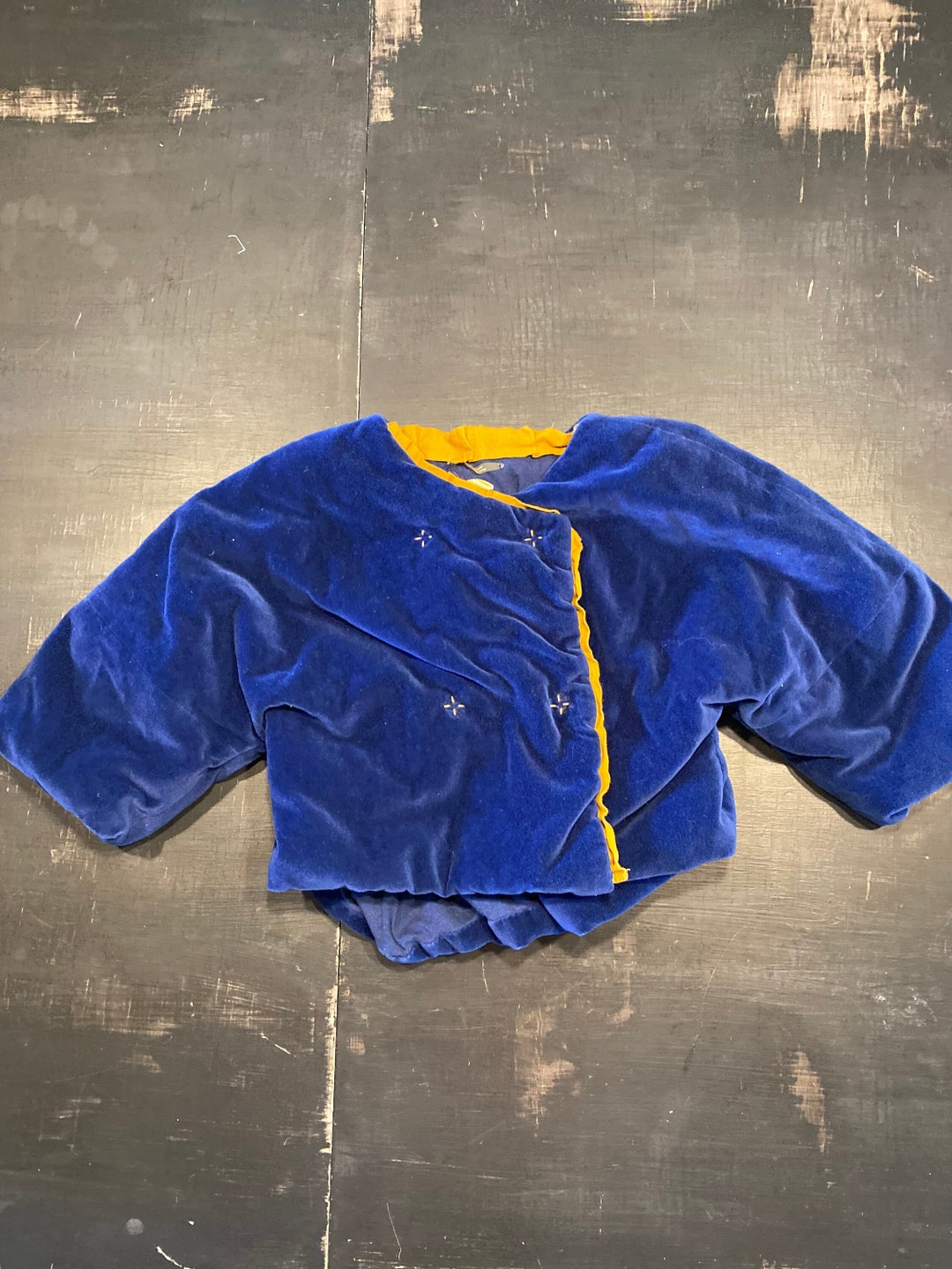 Vintage Girls Velvet Navy and Gold Lined Jacket Blazer Size - Etsy