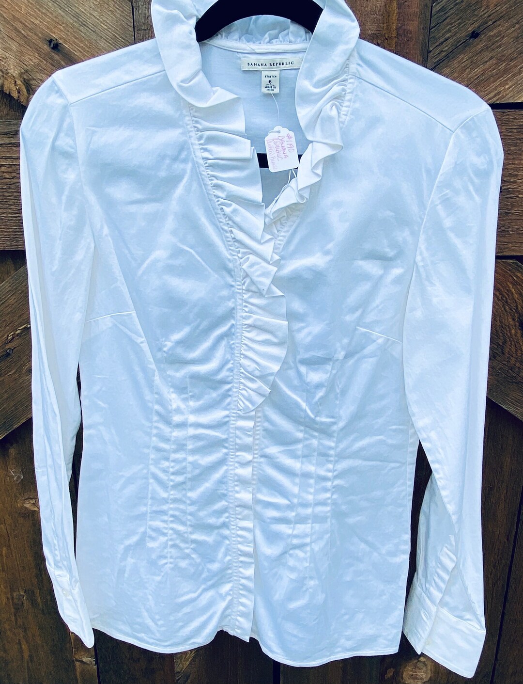 Vintage Womens White Blouse With Ruffled Neckline Size 6 - Etsy