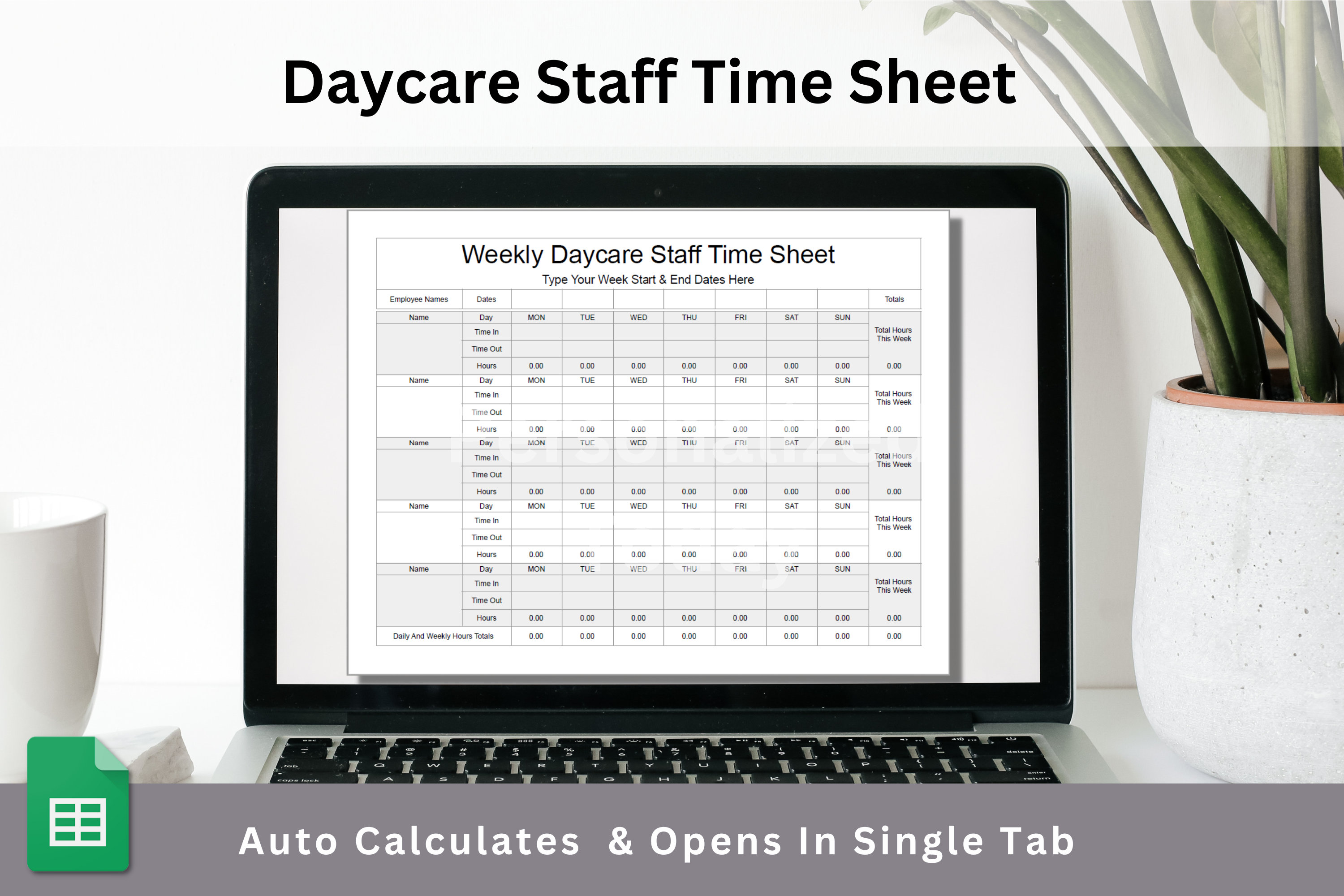 Daycare Employees Work Schedule Daily Weekly Preschool Multiple Staff ...