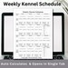 Weekly Dog Kennel Schedule Template Google Sheets Editable Spreadsheet ...