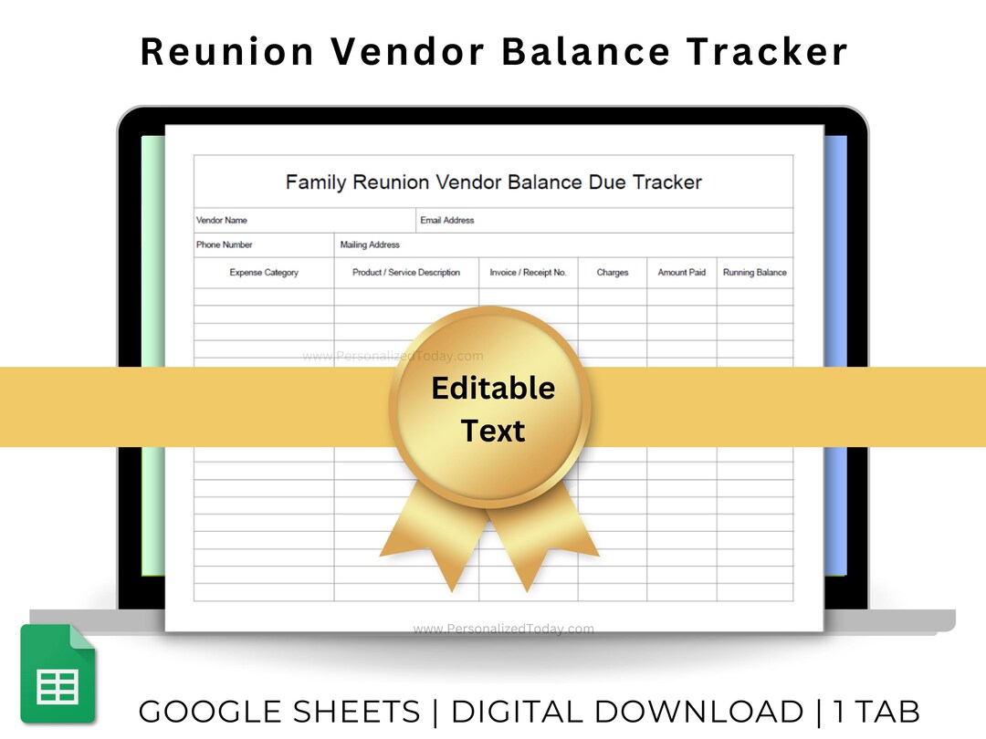Google Sheets Family Reunion Vendor Balance Tracker Money Owed and ...