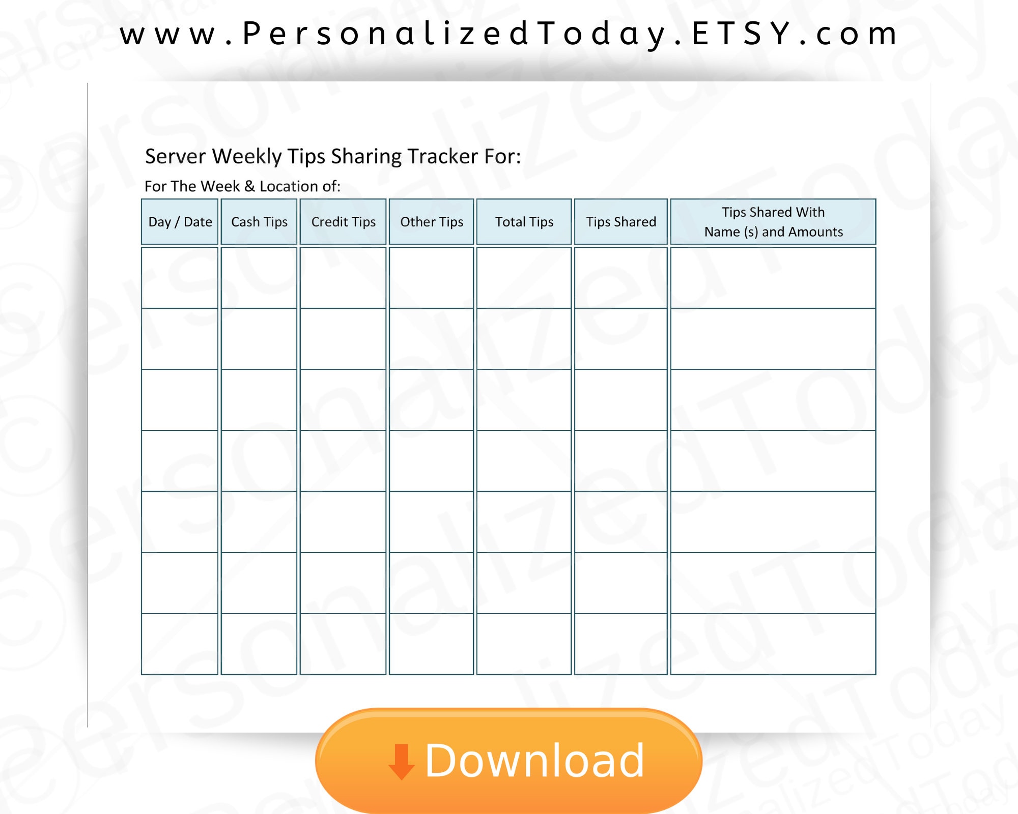 Server Tips Tracker Sheet for Tip Sharing PDF Digital Download US ... Server Tips Tracker Sheet for Tip Sharing PDF Digital Download US ...