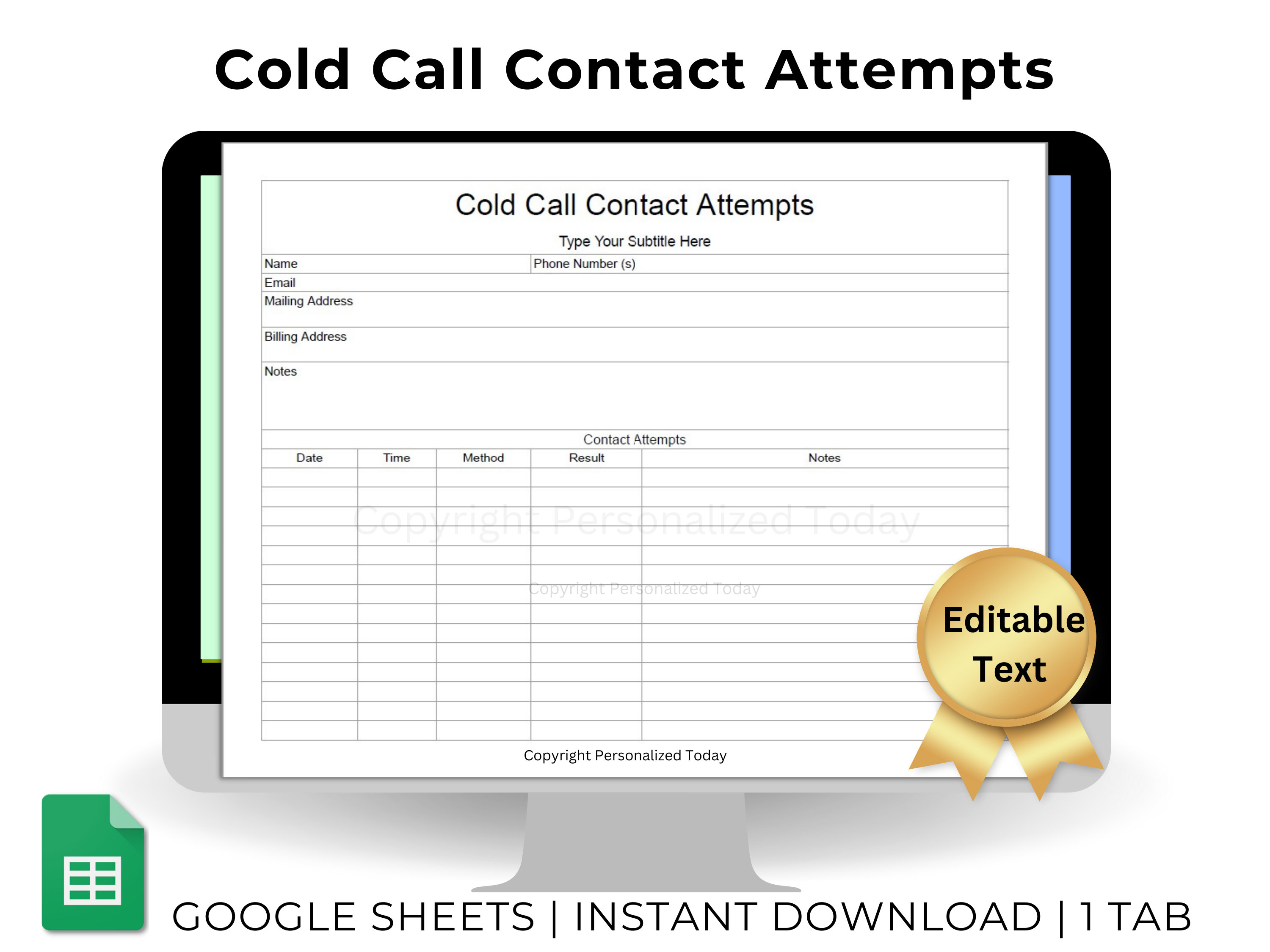 Google Sheets Follow up Calls Tracker Sales Calls Sheet Prospect ...
