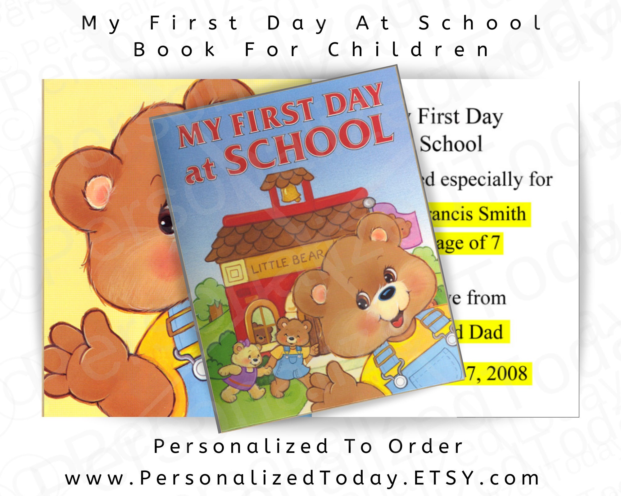 My First Day At School Book Hardcover Personalized | Etsy