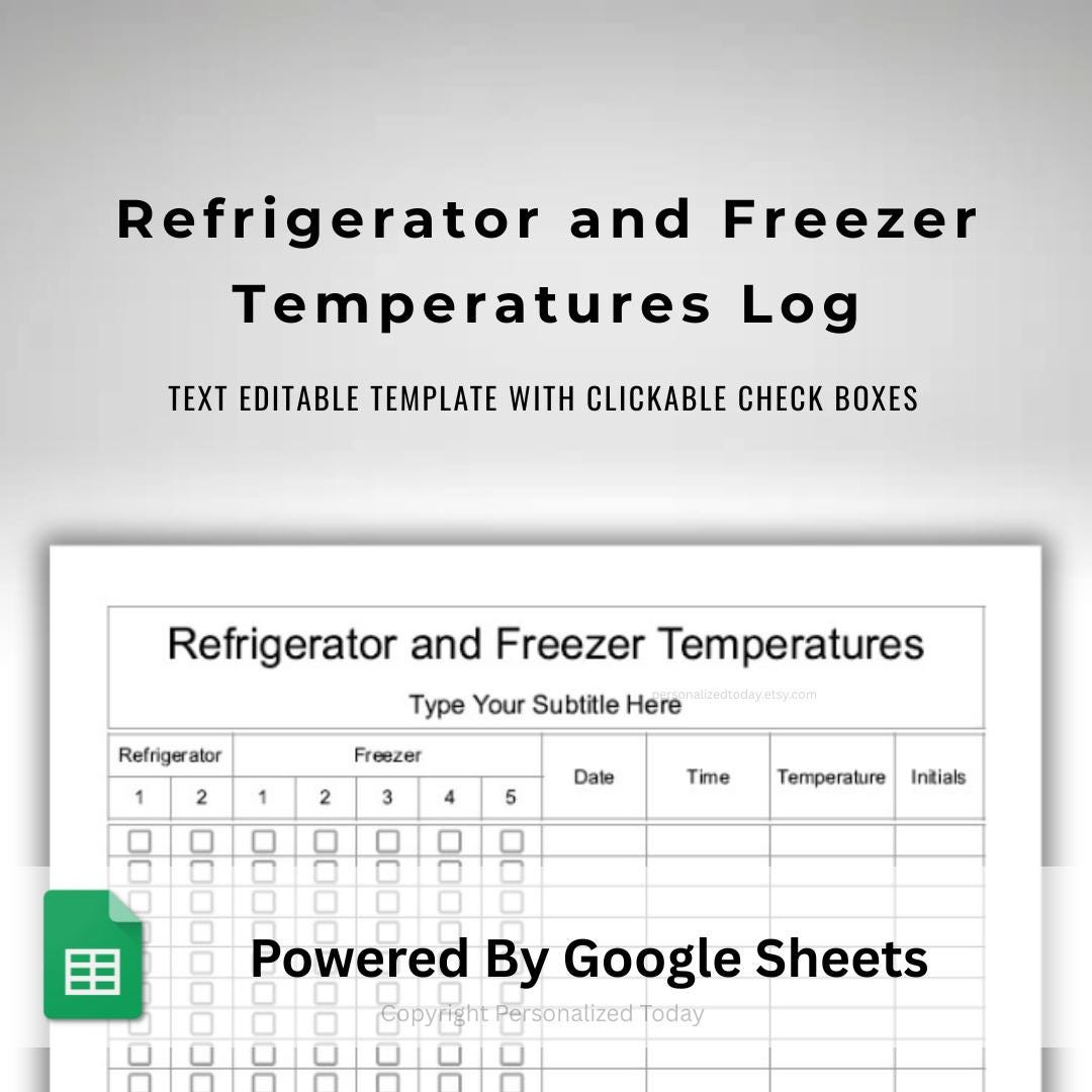 Restaurant Kitchen Temperatures Log Food Temp Tracker Text Editable ...