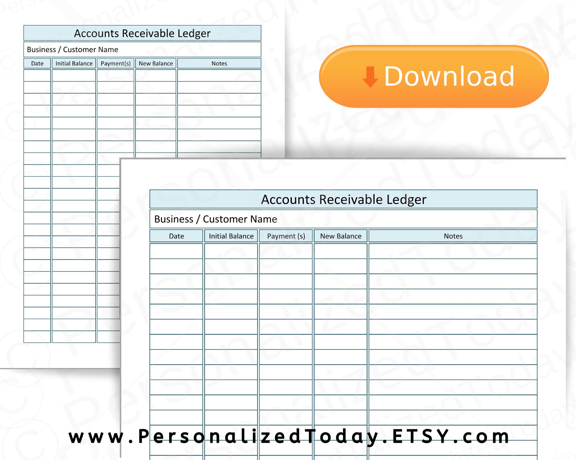 Printable Accounts Receivable Ledger In US Letter Size - Etsy España