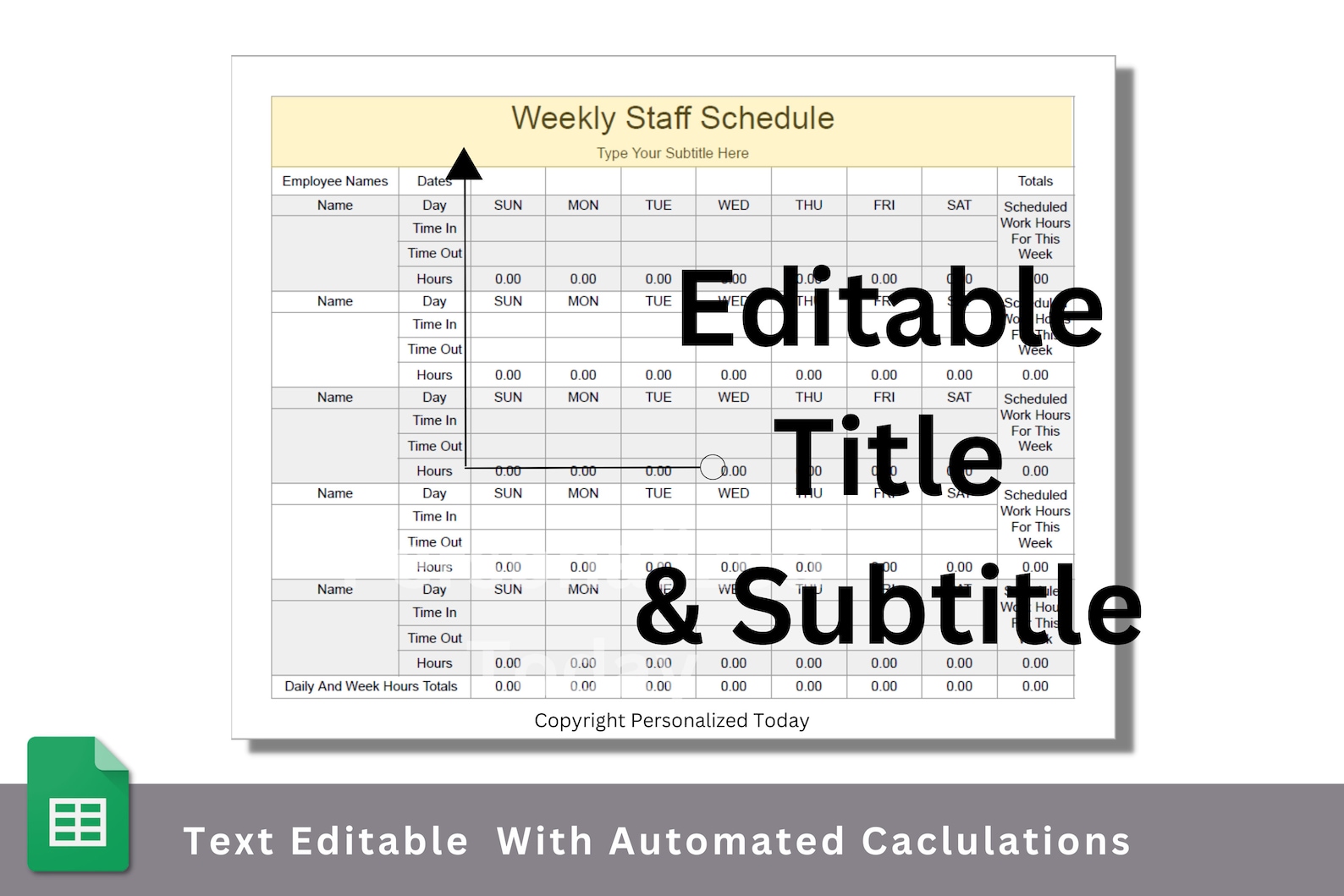 Weekly Staff Schedule Timesheet Template Google Sheets Text Fillable ...