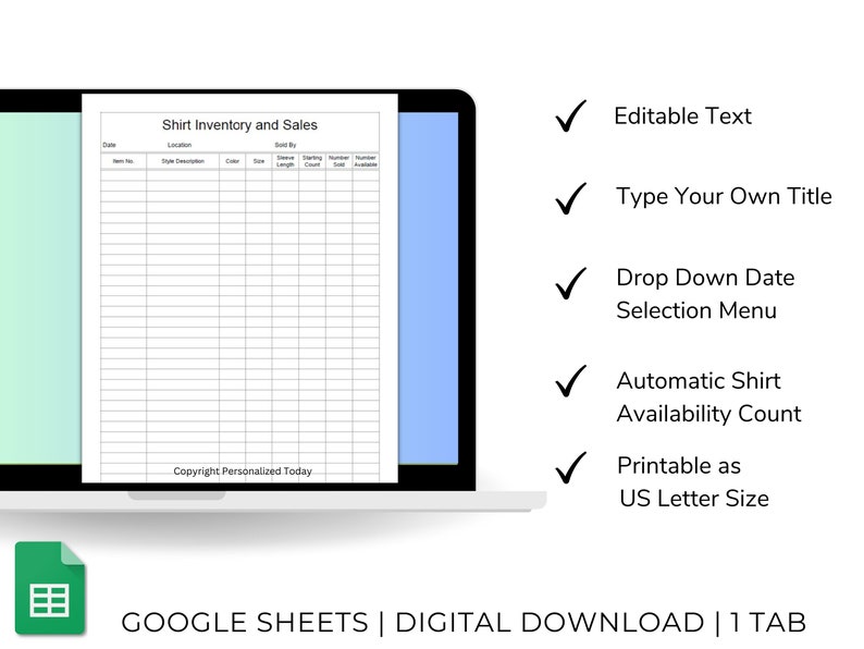 Shirts Inventory and Sales Tracker Text Editable Google Sheets ...