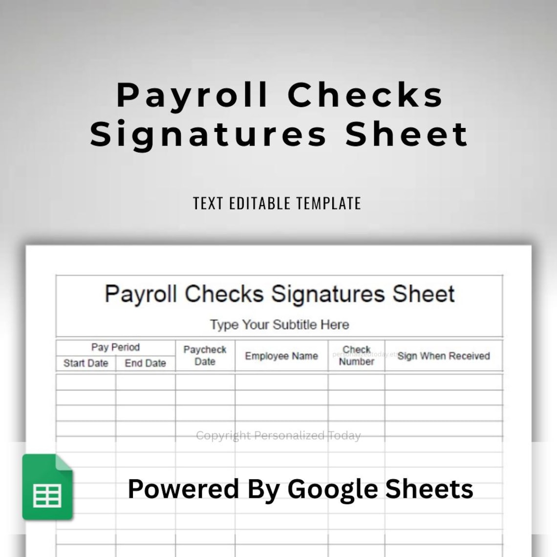 Google Sheets Payroll Check Received Sign off Signature Sheet Text ...