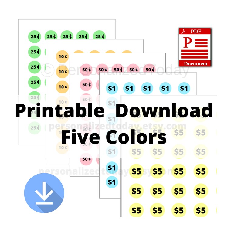 Printable Garage Sale Pricing Label Round Circle Stickers PDF Download ...