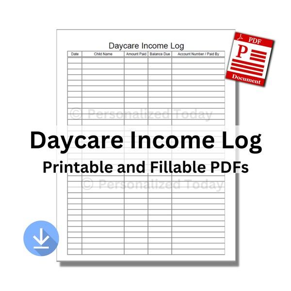 Daycare Payments Log - Etsy
