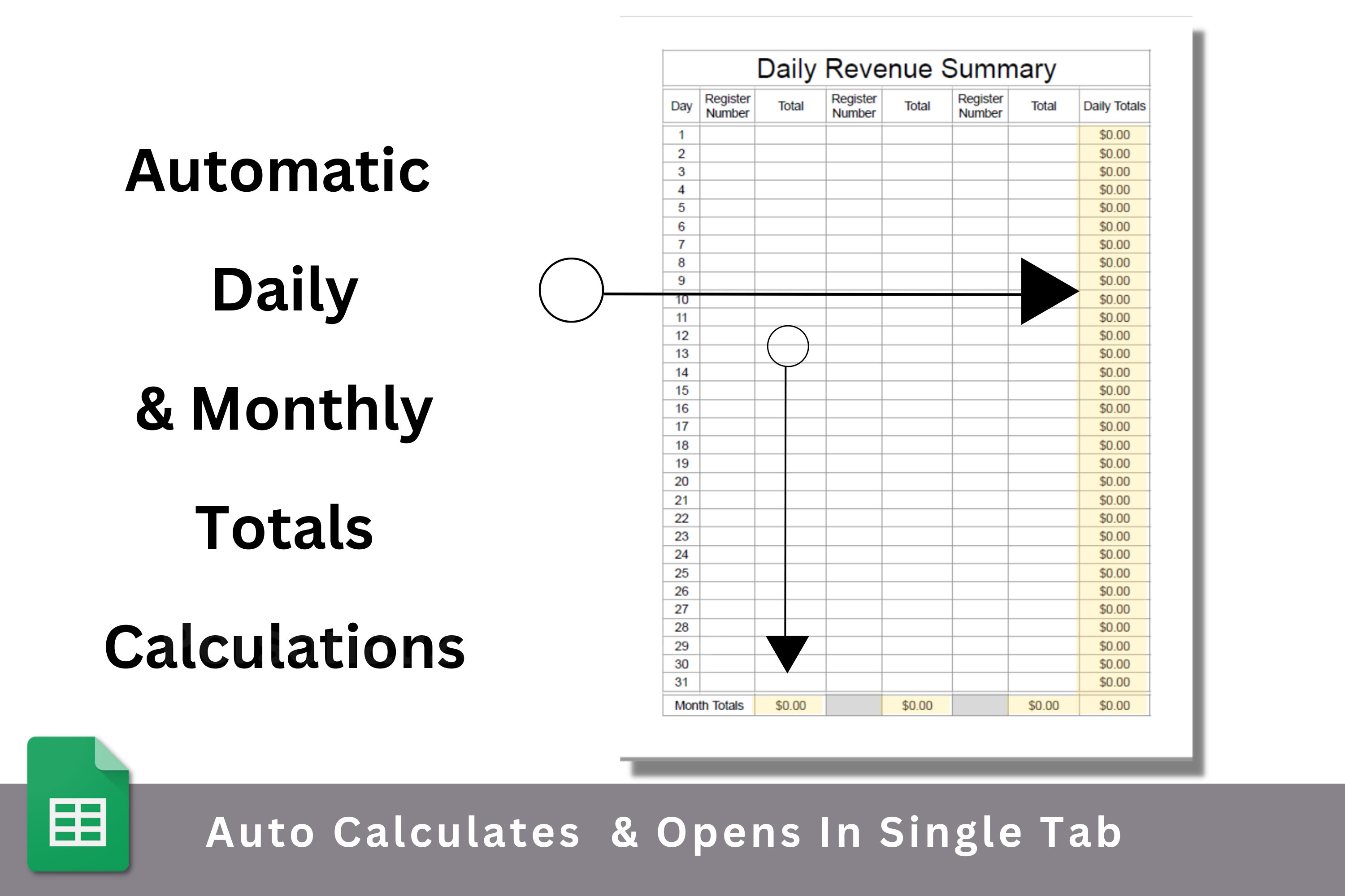 Daily Deposits Log for Multiple Registers Google Sheets Text Editable ...