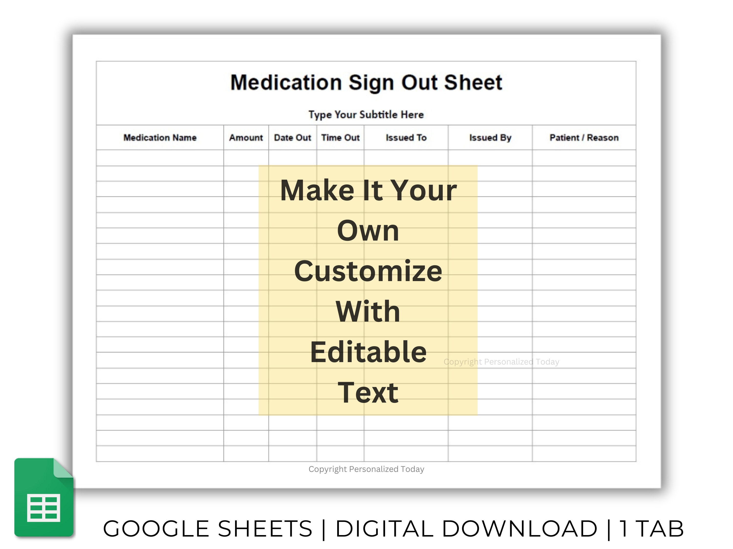 Medication Sign Out Sheet Medicine Inventory Checkout Form Tracking ...