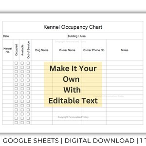 Daily Dog Kennel Occupancy and Availability Chart for Dog Sitting ...