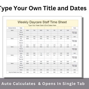 Daycare Employees Work Schedule Daily Weekly Preschool Multiple Staff ...