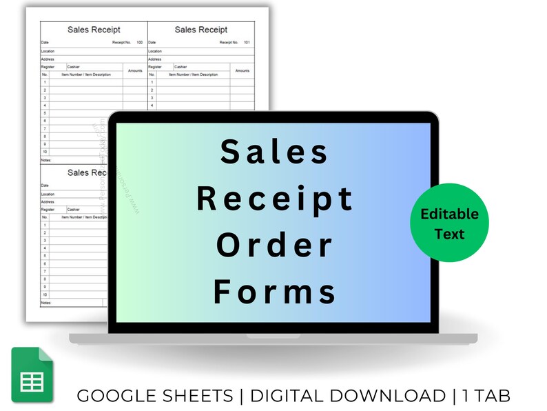 Google Sheets Sales Receipt Template - Auto-numbering, Printable ...