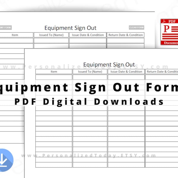 Equipment Sign Out Sheet - Etsy