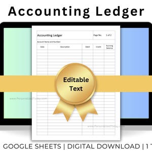 Google Sheets Accounting Ledger - Debits and Credits Journal With ...