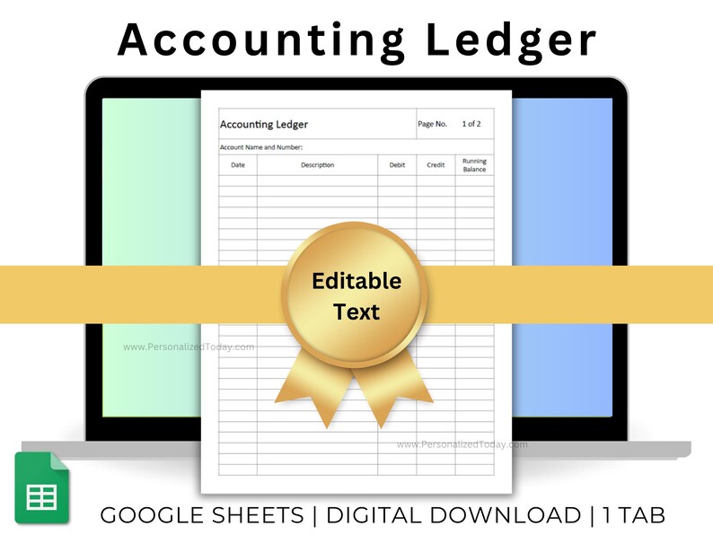 Google Sheets Accounting Ledger - Debits and Credits Journal With ...