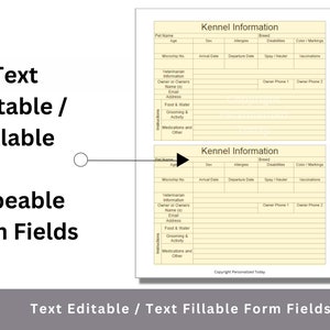 Google Sheets Kennel Crate Card Template for Pet Care and Emergency ...