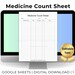 Medicine Count Sheet Daily Medication Times and Doses Tracker for One ...