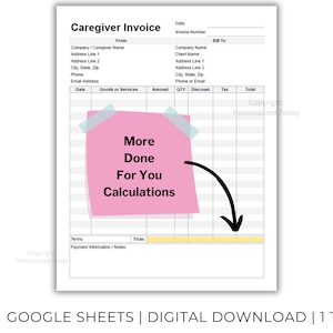 Google Sheets Home Care Invoice - Assisted Living Receipt - Caregiver ...