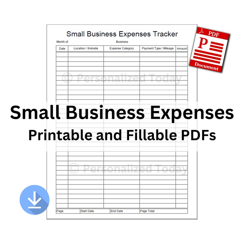 PDF Small Business Expenses Tracker Print and Write and Text - Etsy