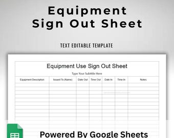 Printable Equipment Use Sign Out Sheet for Equipment Borrowing Dates ...