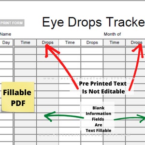 Printable Eye Drops Tracker Fillable and Print and Write PDF - Etsy
