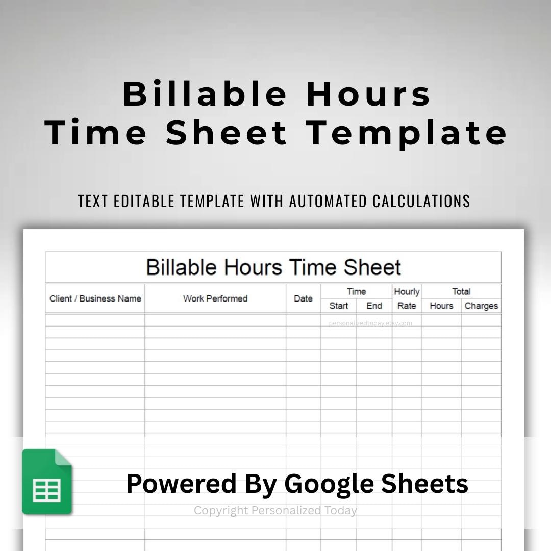 Billable Hours Time Tracker Hours Worked Employee Timesheet Chart ...