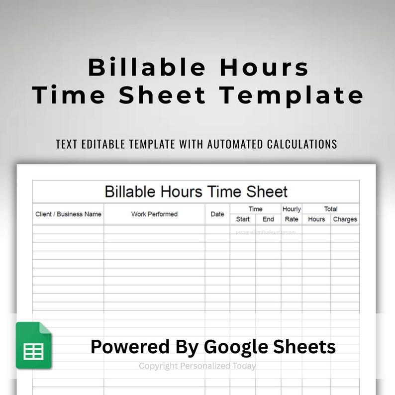 Billable Hours Time Tracker Hours Worked Employee Timesheet Chart ...