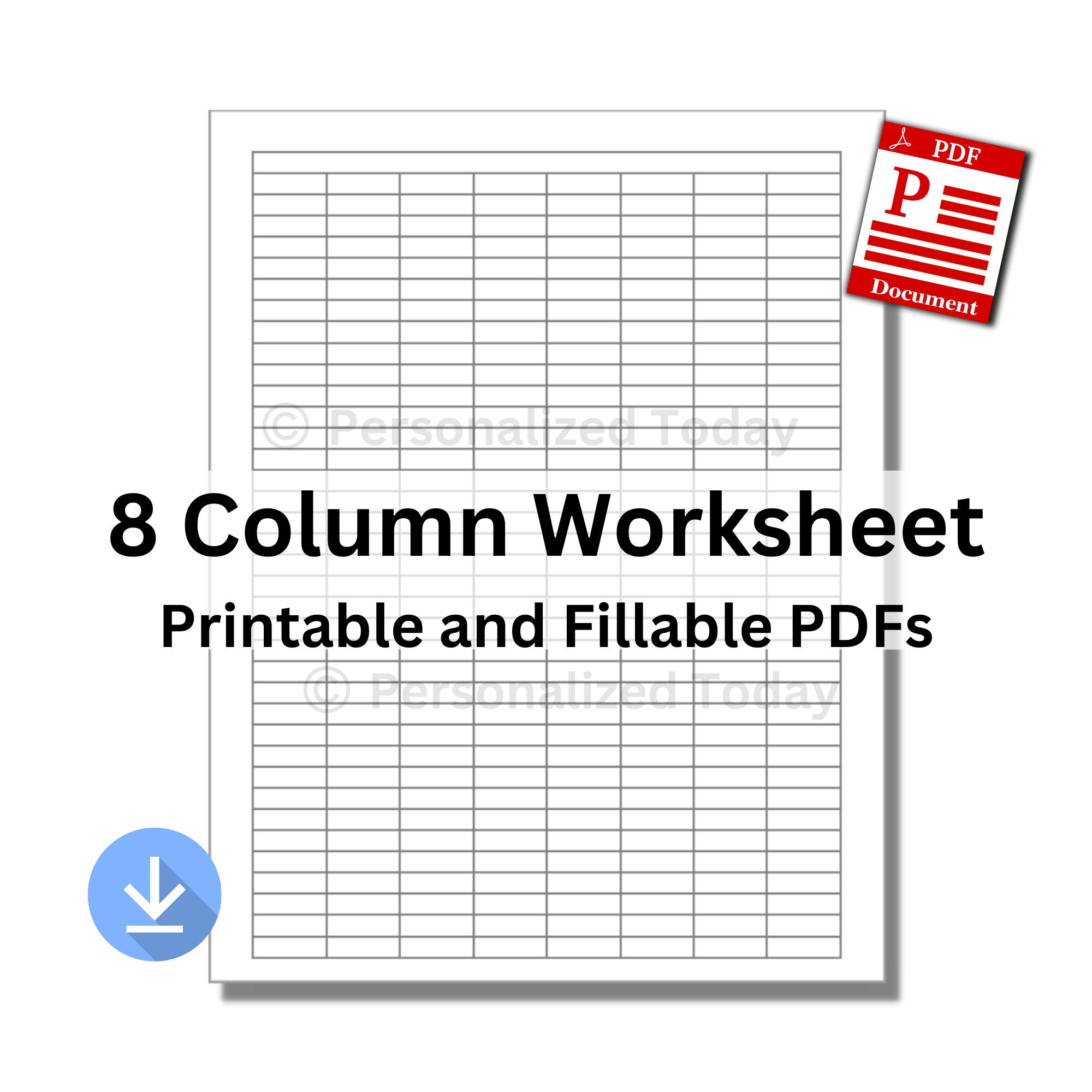 PDF 8 Columns Chart Text Input Fillable And Print And Write Etsy