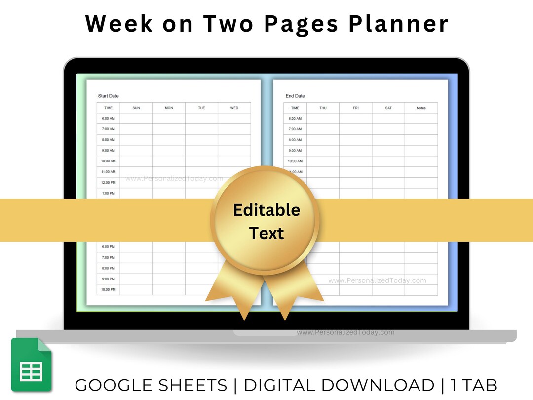 Weekly Planner Week on Two Pages Daily Weekly Agenda Planner Template ...