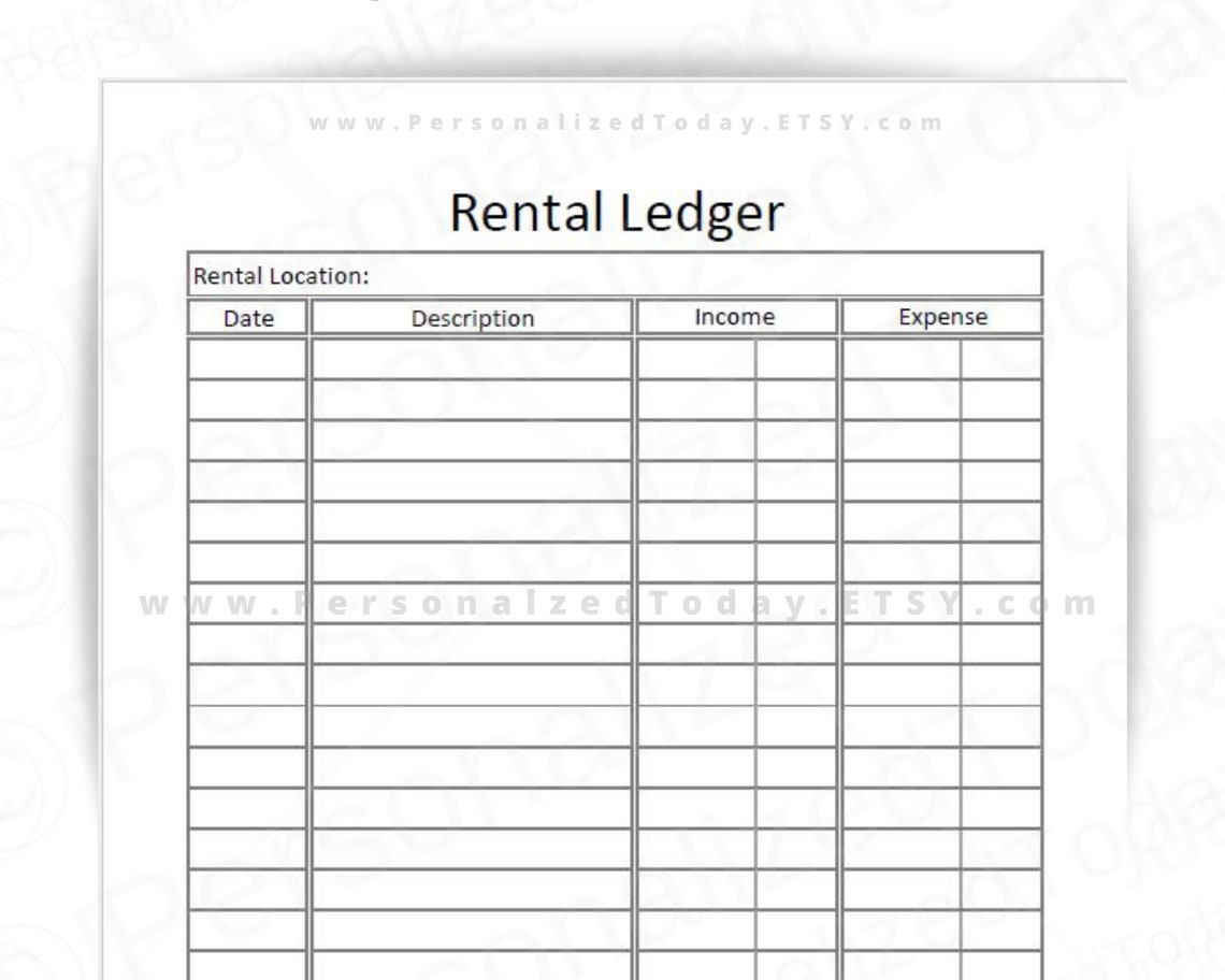 Rental Ledger For A Single Unit Location Printable Download Etsy
