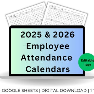 Google Sheets 2025 and 2026 Employee Attendance Calendars - 2025 and ...