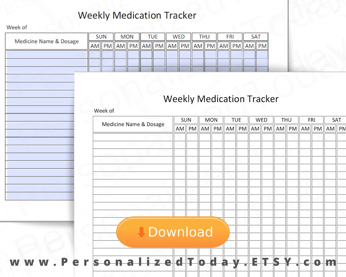 Weekly Medication Tracker PDF Download Printable Print and - Etsy