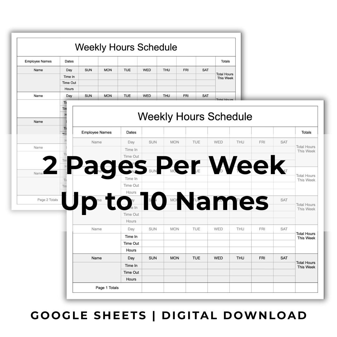 Google Sheets Work Schedule - Weekly or Monthly Staff Planner - up to ...
