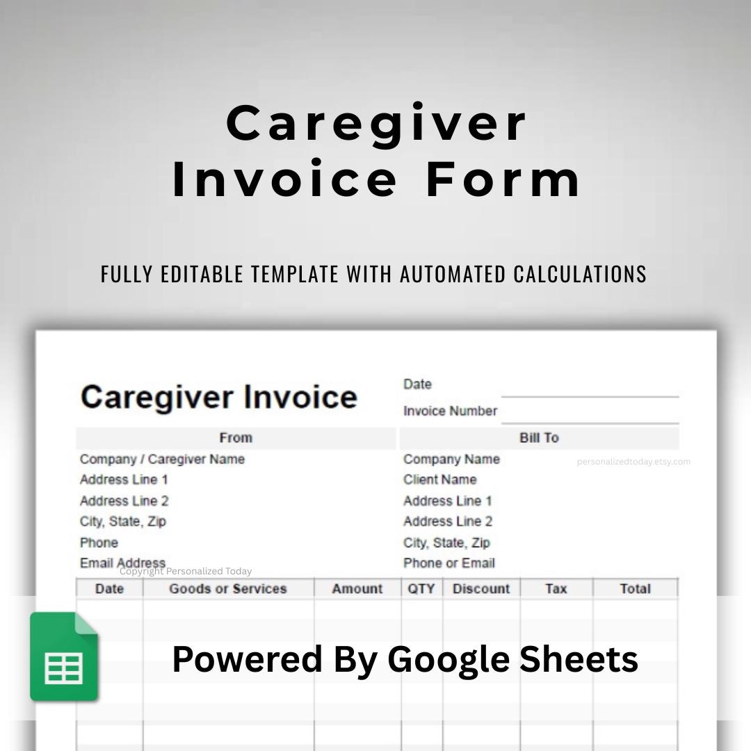 Google Sheets Home Care Invoice - Assisted Living Receipt - Caregiver ...