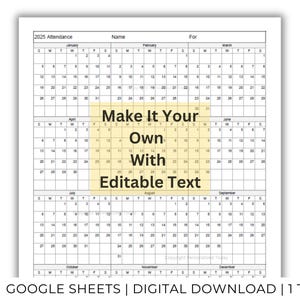 Google Sheets 2025 and 2026 Employee Attendance Calendars - 2025 and ...
