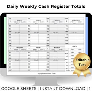 Weekly Cash Register Count Breakdown Template With Blank Dates Google ...
