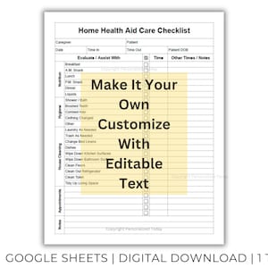 Senior Citizen Home Care Checklist Daily Assisted Living Elder Care ...
