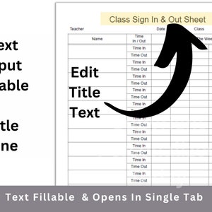 Daily Class Sign in and Sign Out Sheet Google Sheets Editable - Etsy