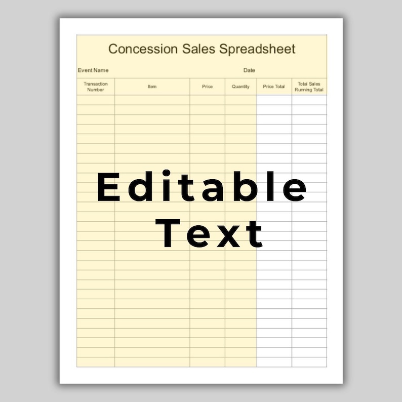 Concession Sales Tracker Google Sheets Template – Snack Bar / Stand ...