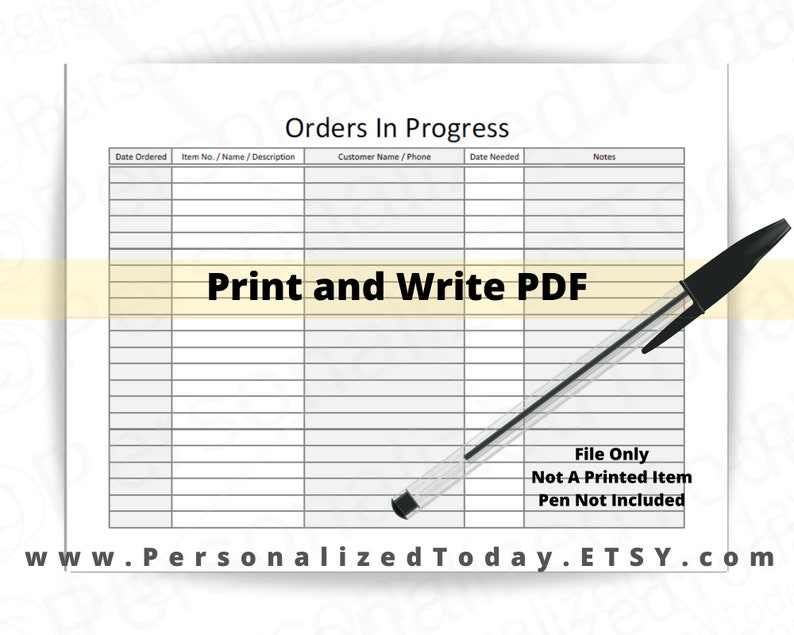 Business Orders In Progress Tracker Printable PDF Download US | Etsy