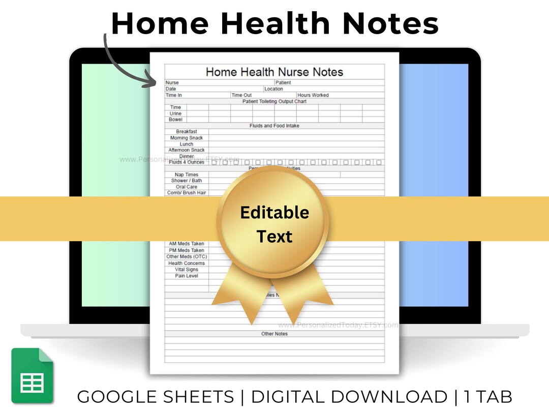 Assisted Living Daily Notes - Home Health Notes Template - ADL ...