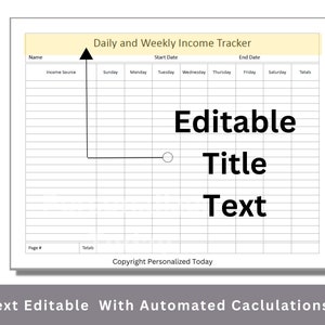 Daily Income Tracker With Weekly Totals Daily Revenue Log Google Sheets ...