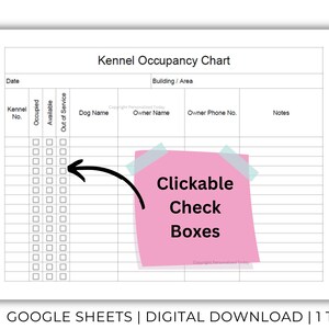 Daily Dog Kennel Occupancy and Availability Chart for Dog Sitting ...